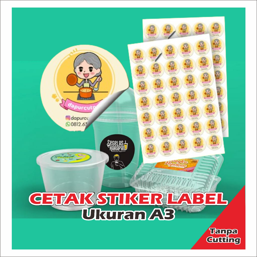 Jual CETAK STIKER LABEL UKURAN A3 stiker label stiker label makanan ...