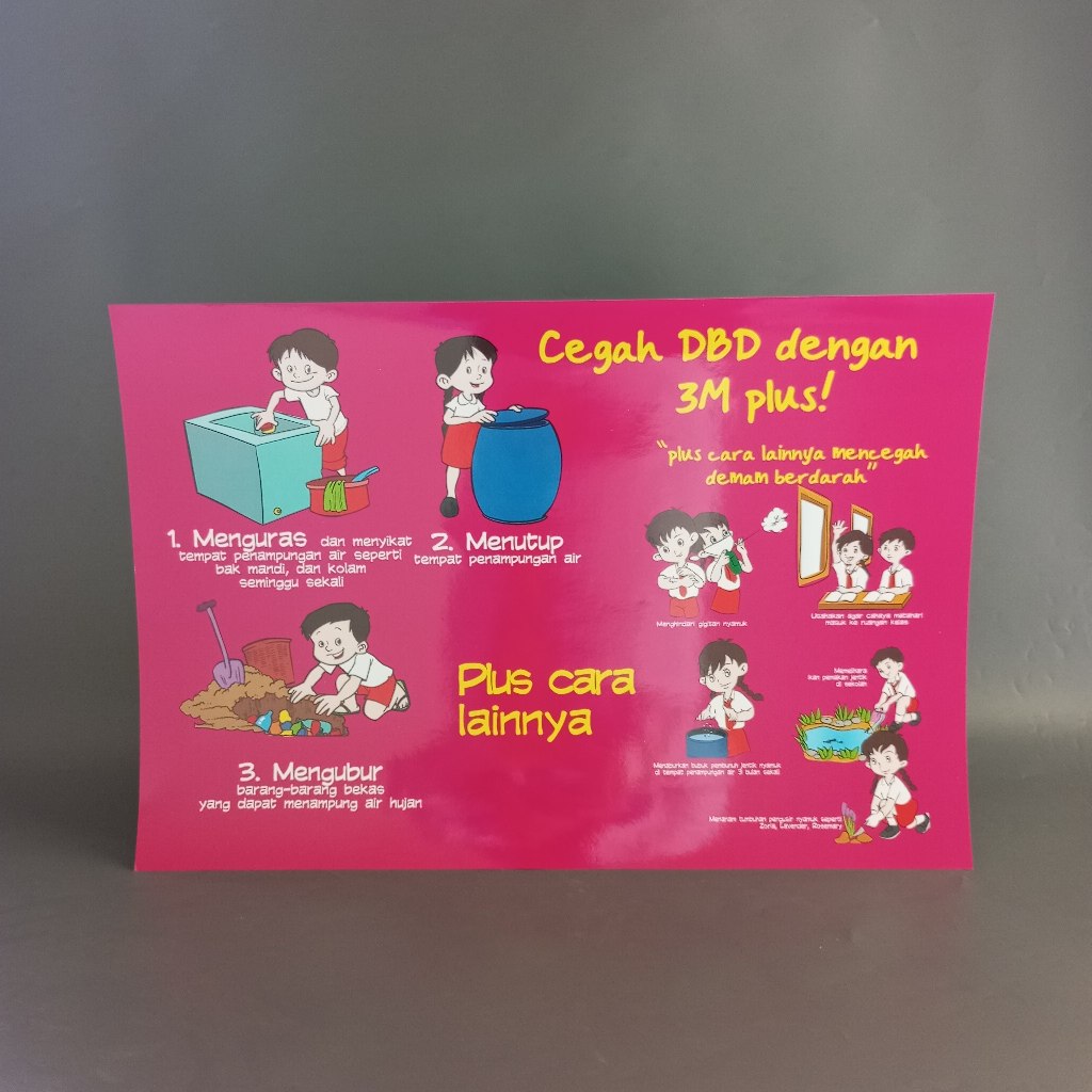 Jual Poster Cegah DBD Dengan 3M Plus/ Poster Demam Berdarah/ Poster ...