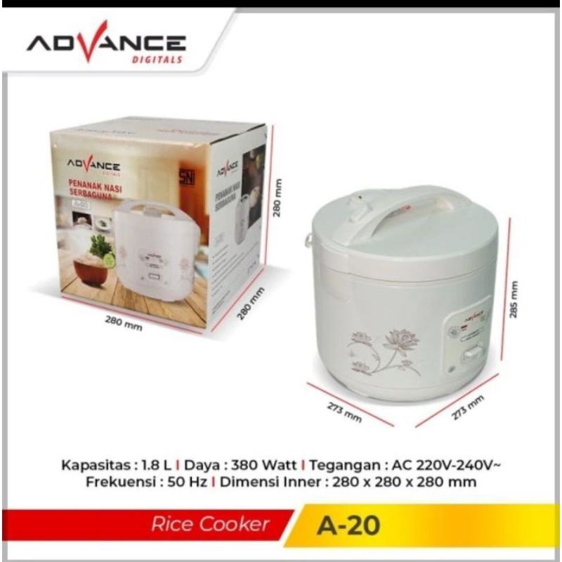 Jual advance A20 rice cooker serbaguna 1.8L | Shopee Indonesia