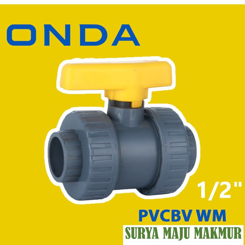 Jual STOP KRAN WATER MUR ONDA PVCBV WM 1/2" inch PVC Ball Valve Watermoor watermur double union ...