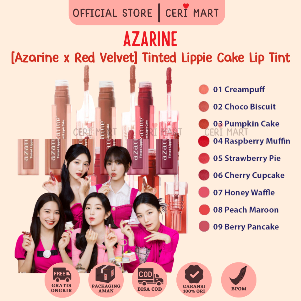 Jual [Azarine x Red Velvet] Tinted Lippie Cake Lip Tint 2.9ml - LipTint ...