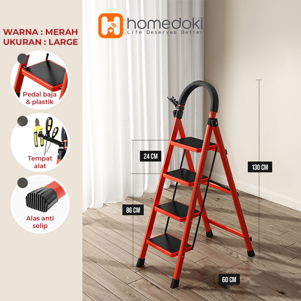 Jual Homedoki Tangga Rumah Lipat Tangga Besi Lipat 3/4 Step Household ...