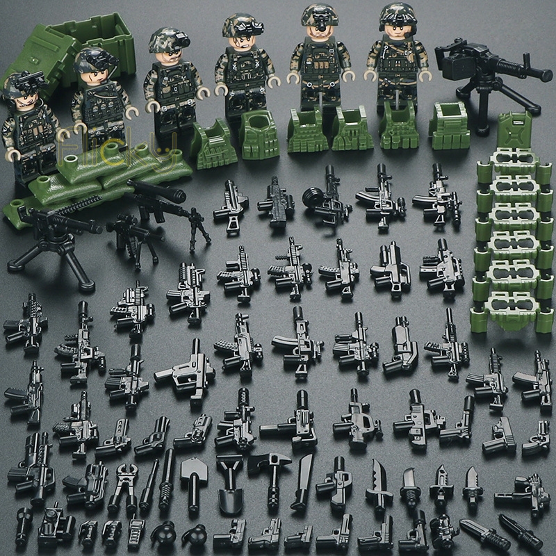 Jual Mainan Minifigure Military Swat Team Guns WW2 Building Blocks ...