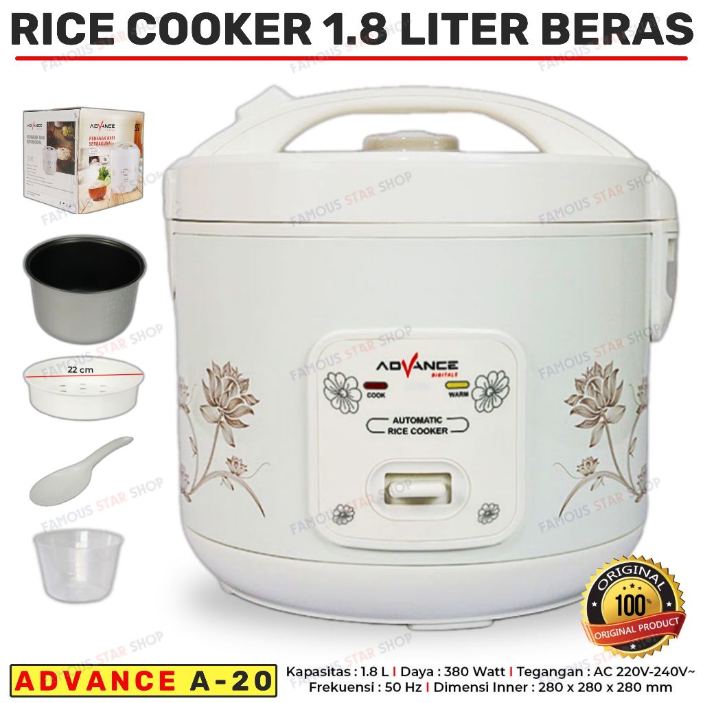 Jual Mejikom Motif Bunga 1,8 Liter Rice Cooker 100% ANTI LENGKET Daya ...