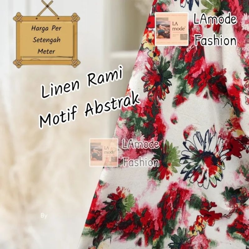 Jual Kain Linen Rami Motif Abstrak 1roll (150yard) | Shopee Indonesia