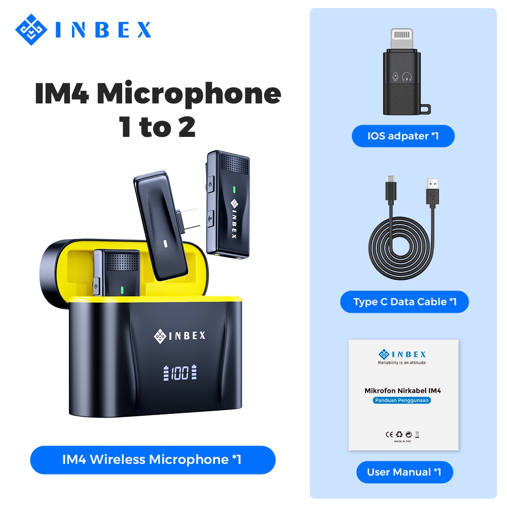 Jual INBEX IM4 Microphone Wireless Noise Reduction Mic Clip on Dual ...