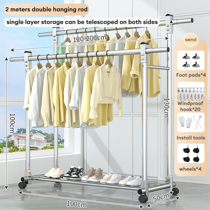 Jual Stand Hanger Double Gantungan Baju Portable Stand Hanger Besi ...