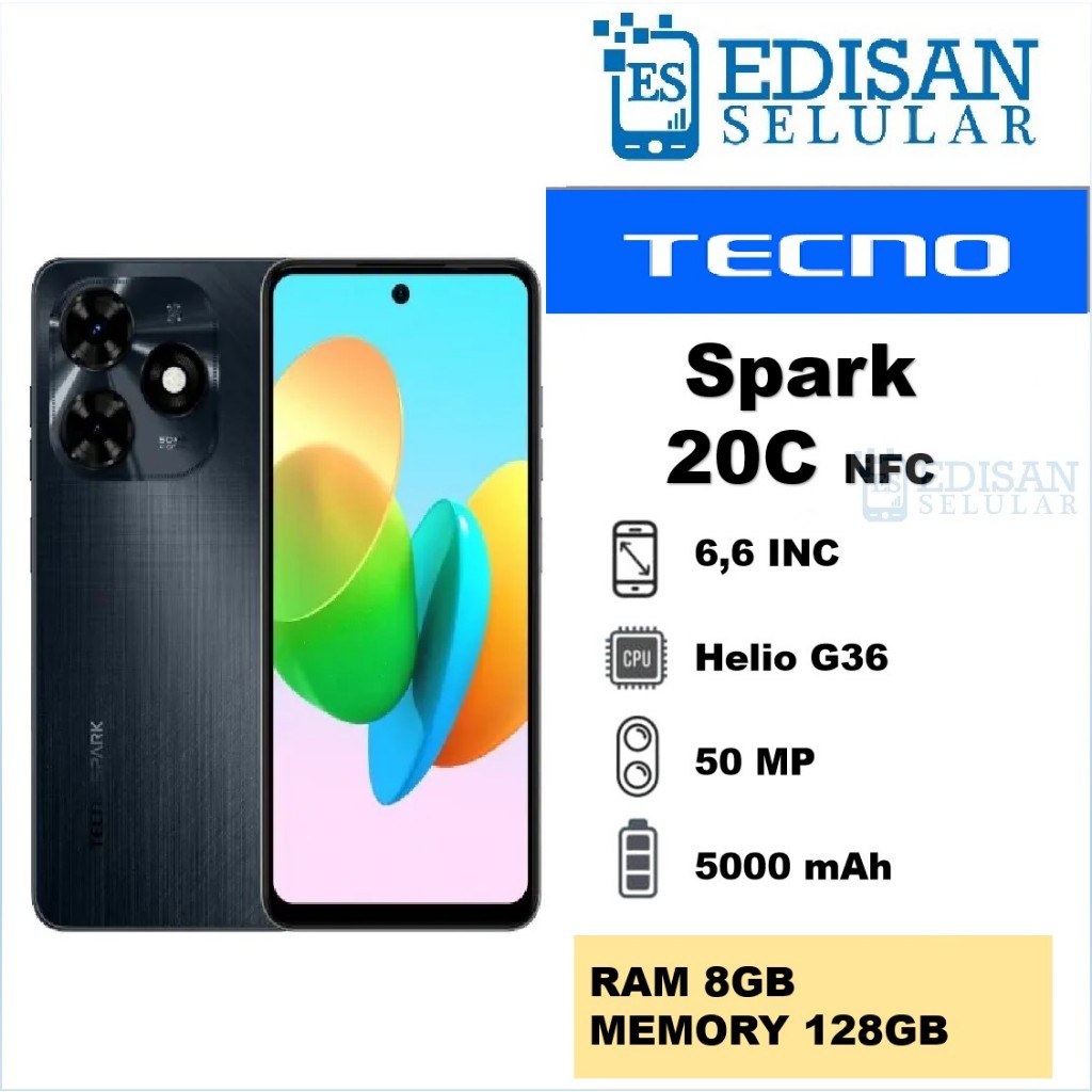 Jual Tecno Spark 20c {NFC} 8/128GB GARANSI RESMI | Shopee Indonesia