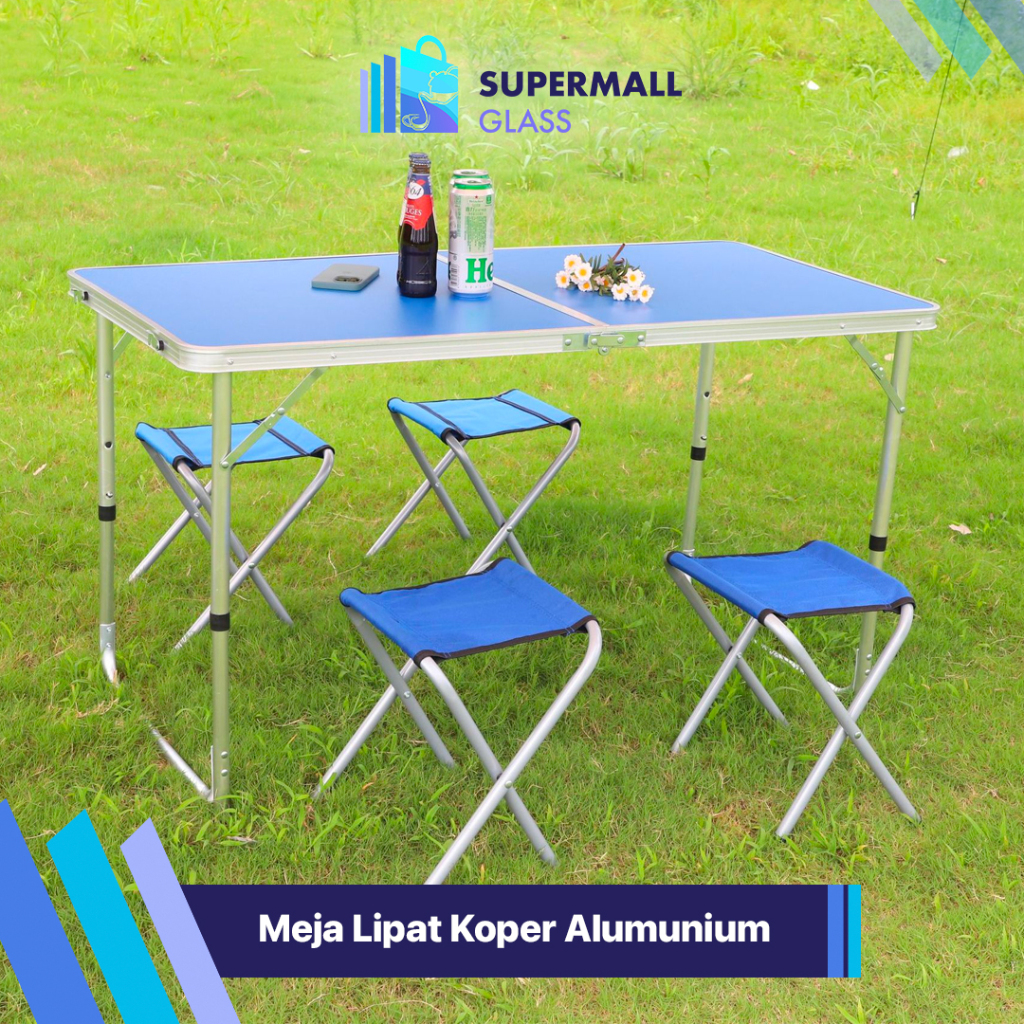 Jual Supermall Glass COD Meja Lipat Square Koper Alumunium | Meja ...