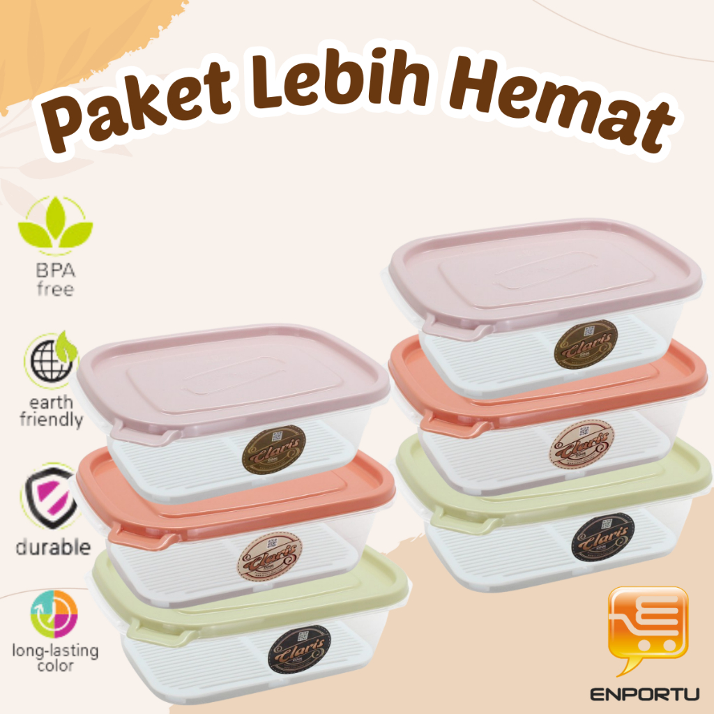Jual CLARIS Kotak Makan BPA Free 6 pcs 770ml Tempat Box Bekal Foodsaver - 2737 RE | Shopee Indonesia