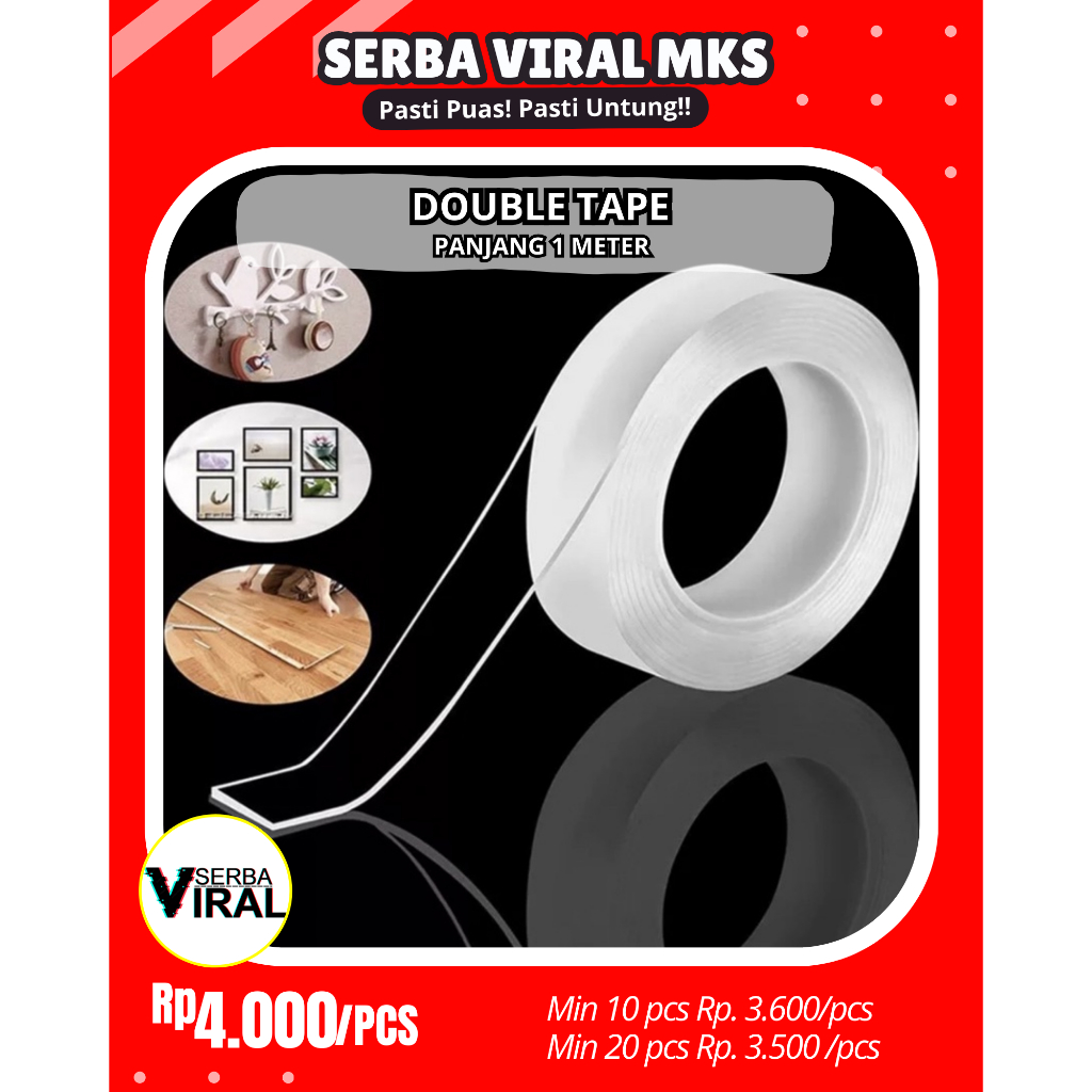 Jual 3M 1M Nano Magic Double Tape Isolasi Lakban Solatip Bening 1 3 ...