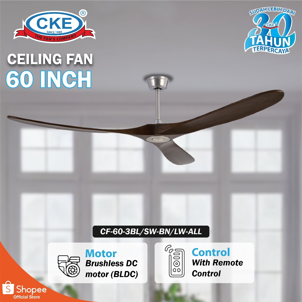 Jual Kipas Angin Gantung Plafon Kayu 60 Inch Ceiling Fan Hias 60" Dark ...