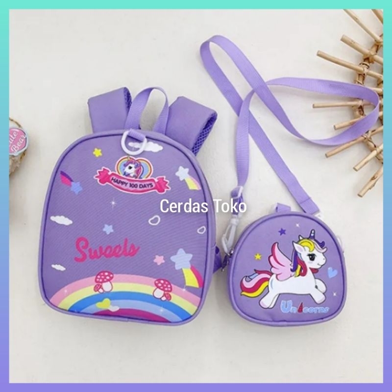Jual Tas anak perempuan 3 4 5 tahun paud tk set ransel selempang ...