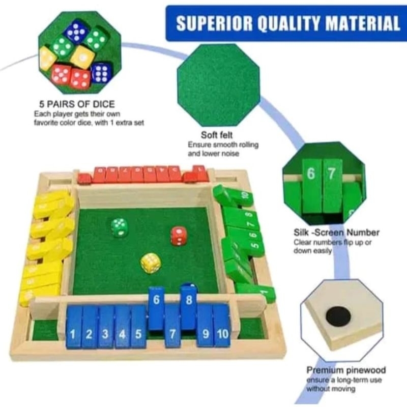 Jual Shut the box dice board game permainan papan kayu edukatif ...