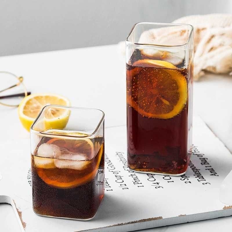 Jual SALE- Gelas Kaca Kotak Juice Aesthetic Square Glass Gelas Kaca Borosilikat Estetik ...