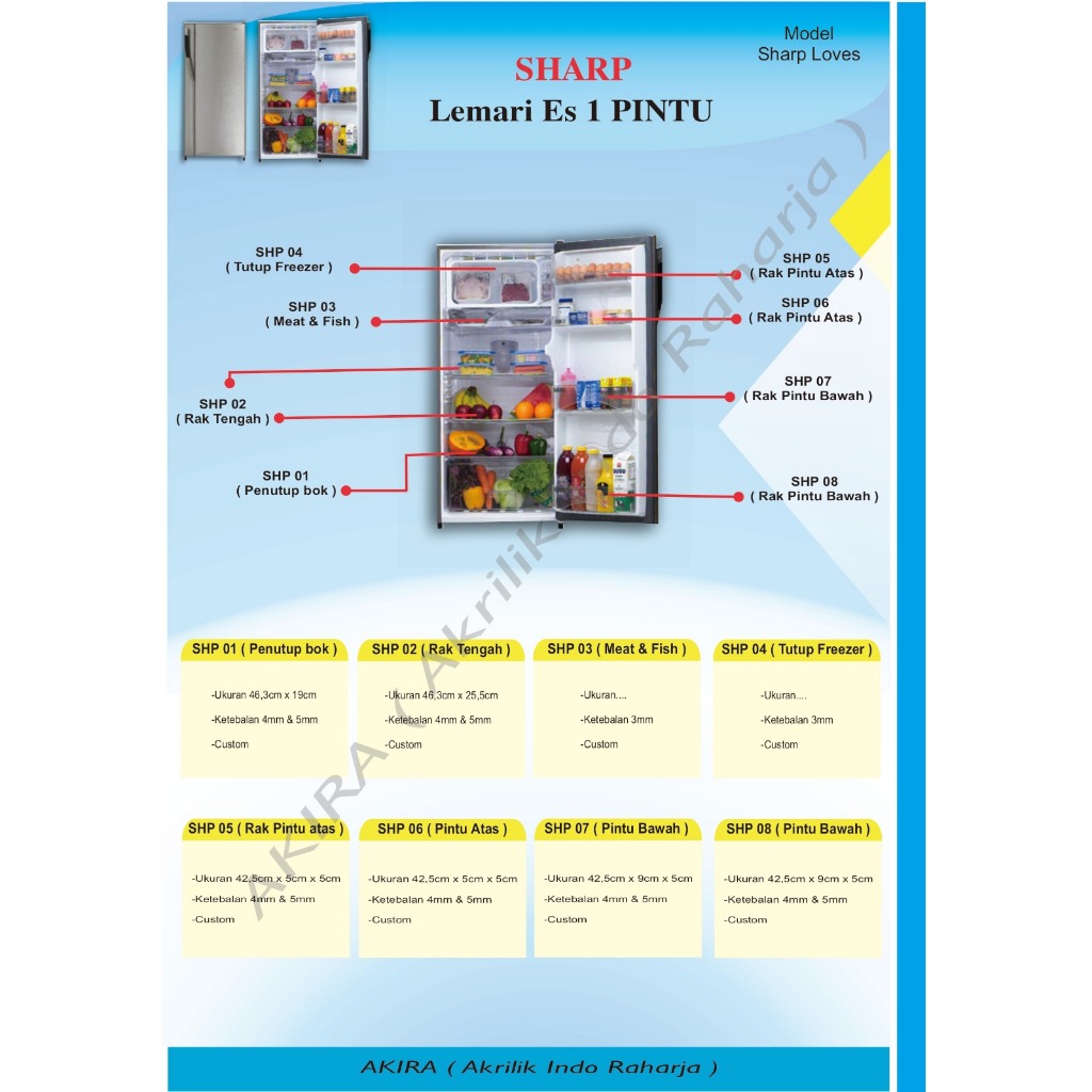 Jual Rak kulkas SHARP 1 pintu model lemon(loves) | Shopee Indonesia