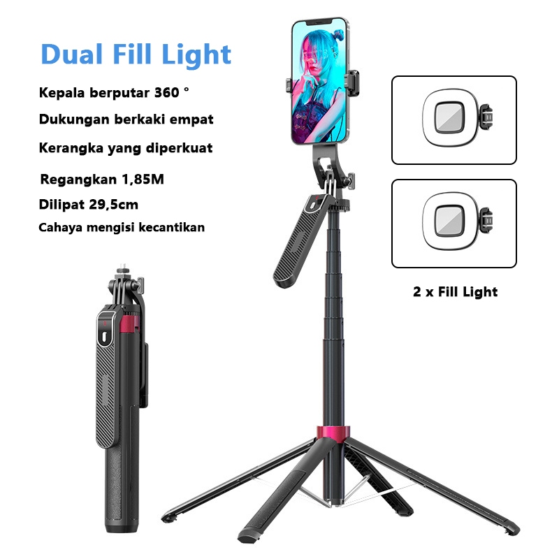 Jual [BISA COD] 1.85M Tongsis Tripod Bluetooth Selfie Stick Remote ...