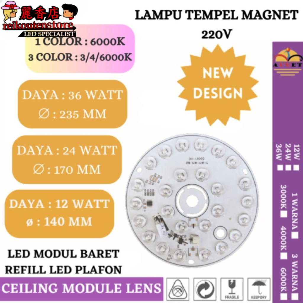 Jual LAMPU TL RING LED 36 WATT 220V LED MODUL CEILING 36W LAMPU PLAFON ...
