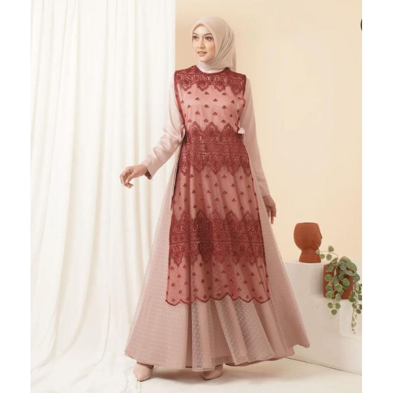 Jual Outer Rompi Tile /Brokat Premium Long Vest Etnik/Hanya outer ...