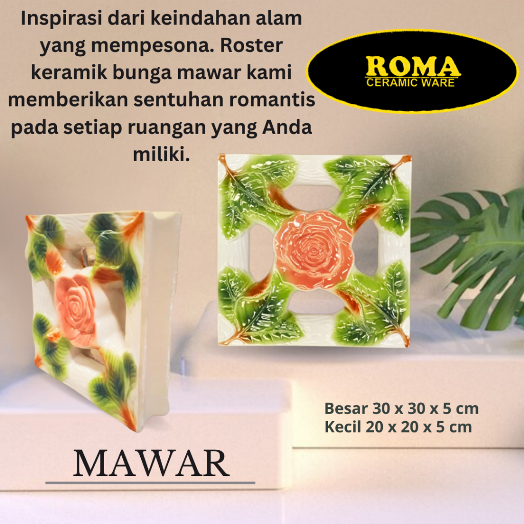 Jual Roster Keramik Roma Mawar / Loster / Anti Tampias / Lubang Angin ...