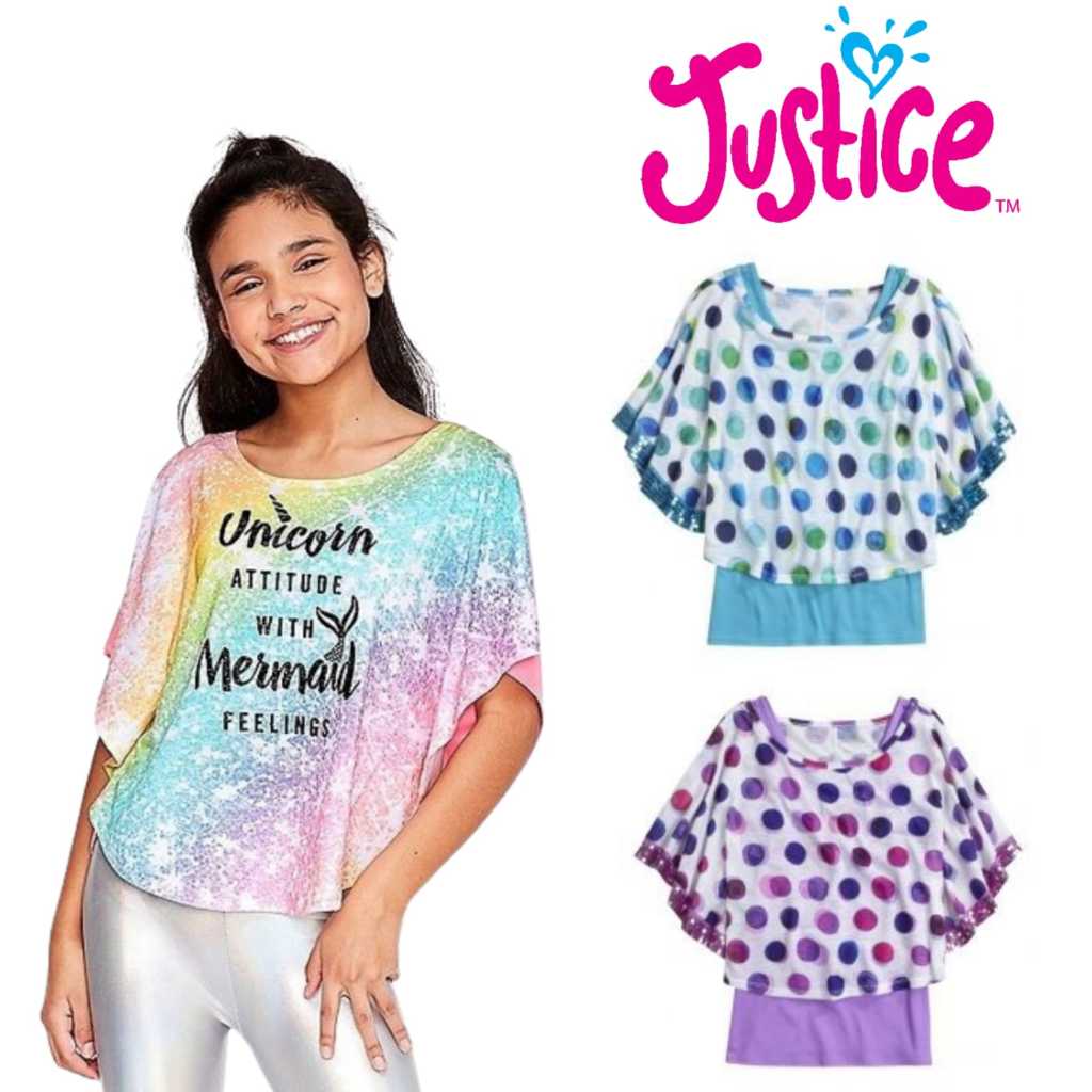 Jual Baju atasan cewek model batwing original Justice pakaian anak ...
