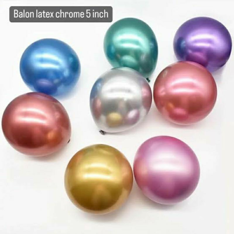 Jual Balon chrome metalik metallic 5 inch inci 5inch kecil gold silver ...