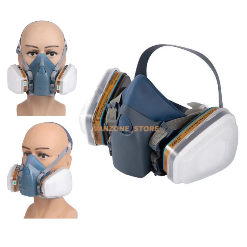 Jual Masker Gas Half Mask Respirator M7502 Dengan Double Filter Full ...