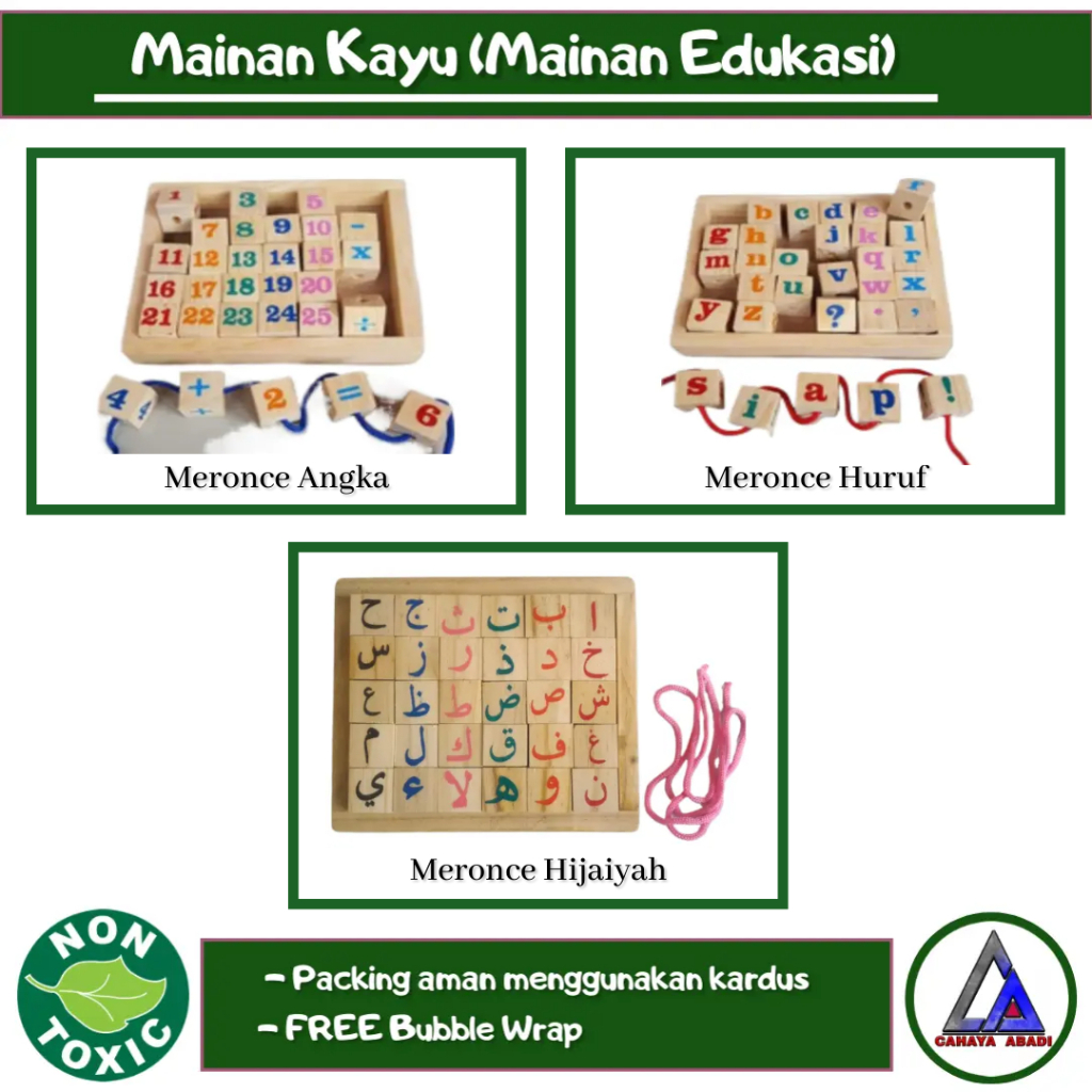 Jual Mainan Kayu Meronce Huruf Angka Hijaiyah Mainan Edukasi | Shopee ...