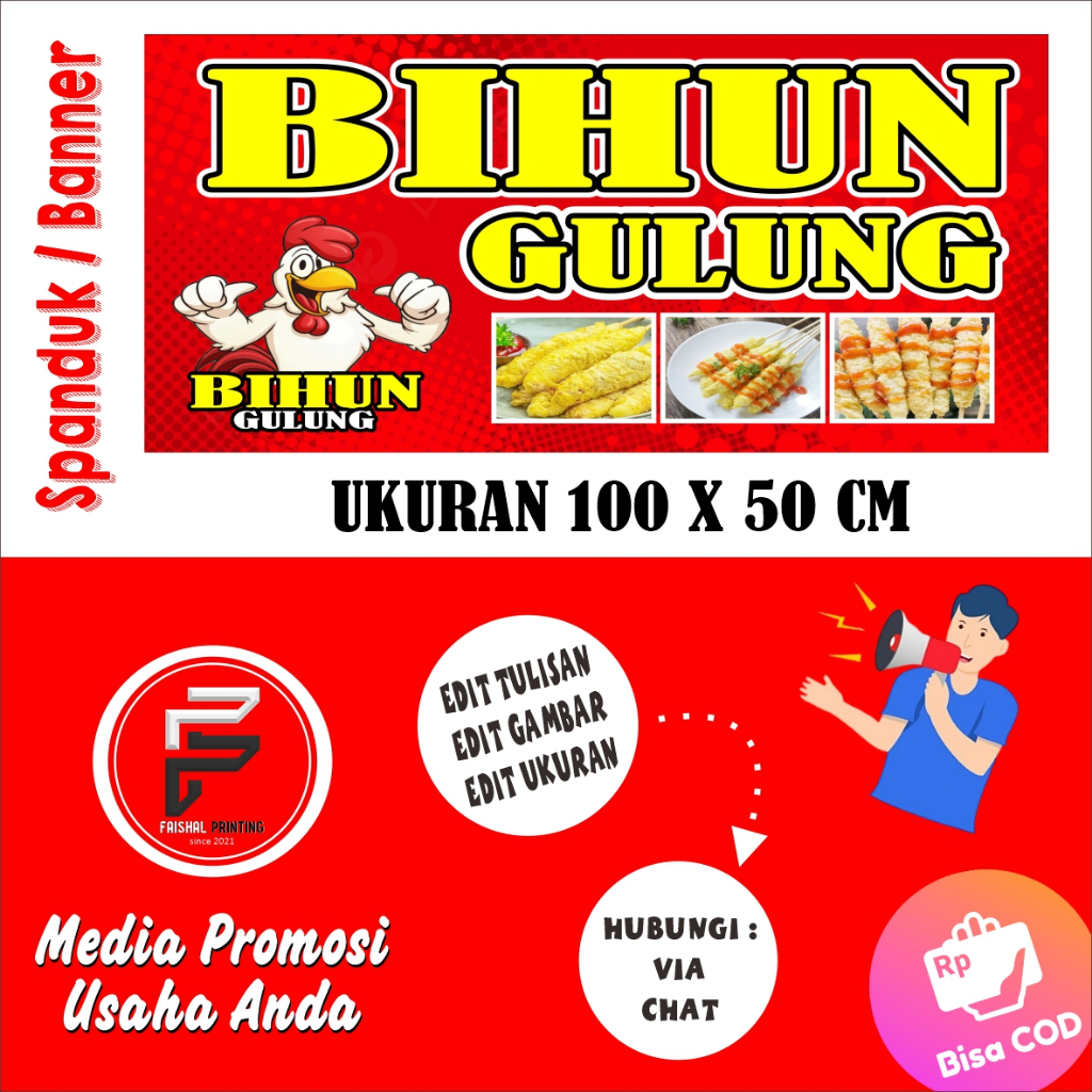 Jual Spanduk Bihun Gulung / Banner Bihun Gulung / Spanduk Ukuran 100 x ...