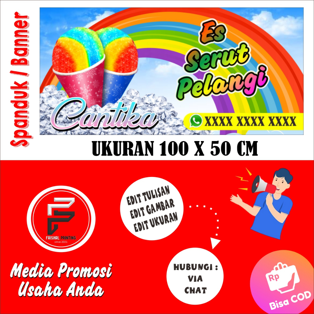 Jual Banner Es Serut / Spanduk Es Serut Pelangi / Banner Es Ukuran 100 ...
