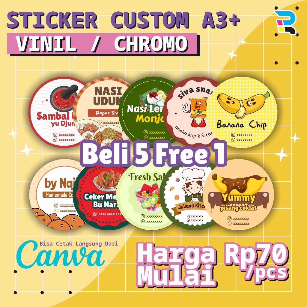 Jual Stiker Label Kemasan Makanan Logo Custom Sudah Cutting Chromo ...
