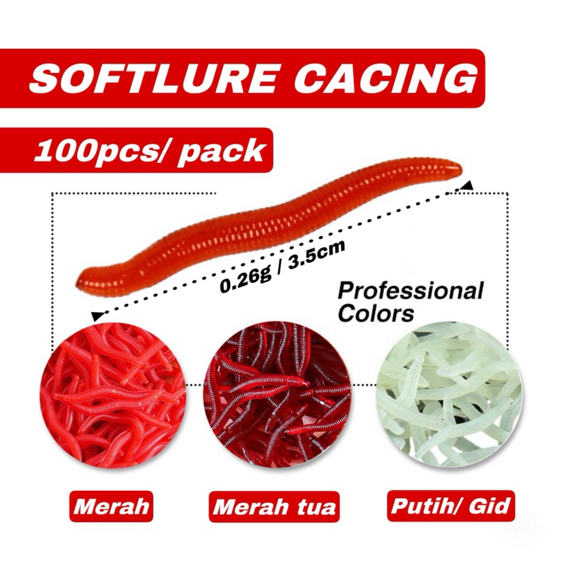 Jual Soft Lure Worm Sailor Umpan Cacing Soft Bait 3.5cm (100pcs ...
