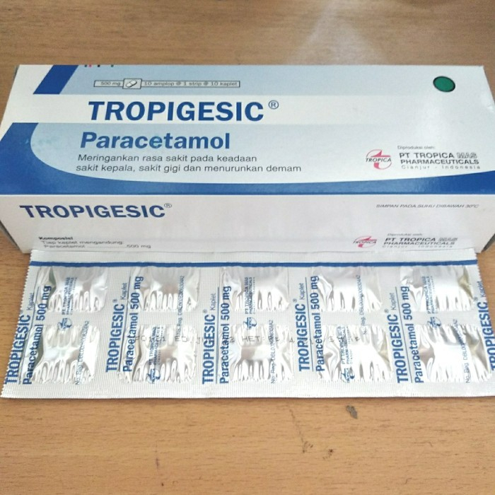 Jual TROPIGESIC 500MG 1STRIP@10 KAPLET (PARACETAMOL 500MG) / DEMAM ...