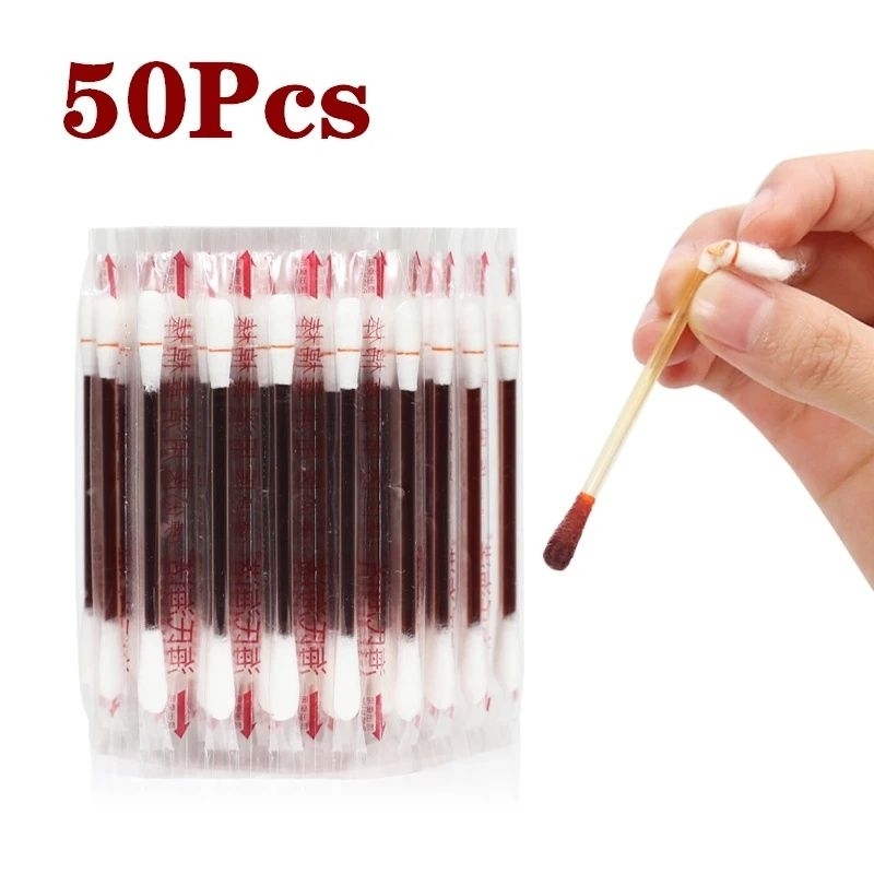 Jual Cotton Buds First Aid Betadine Kapas Medis Cairan Antiseptik 50pcs ...