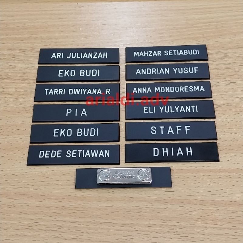 Jual Papan nama dada grafir hitam dof full nametag dove full magnet ...