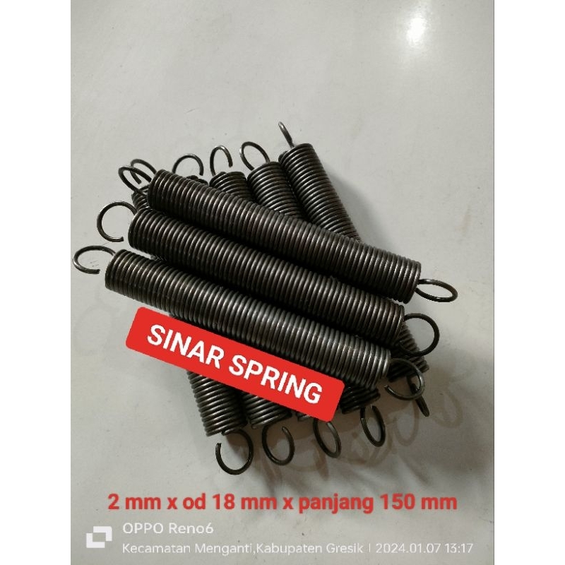 Jual spring tarik baja 2 mm x od 18 mm x panjang total 150 mm | Shopee ...
