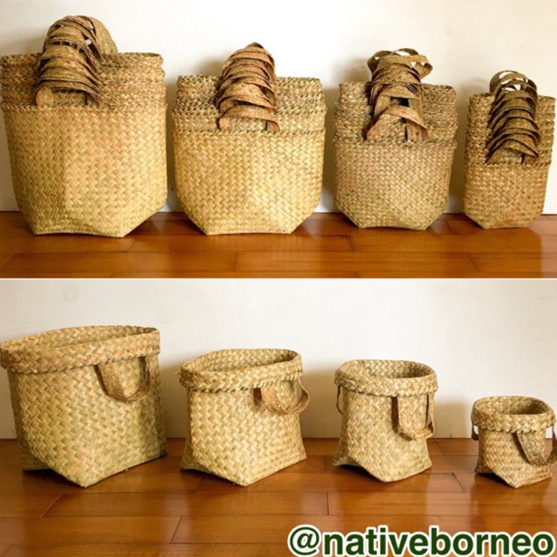 Jual Swip up Bakul Purun Polos Keranjang Purun Bakul Pasar Pot Purun ...