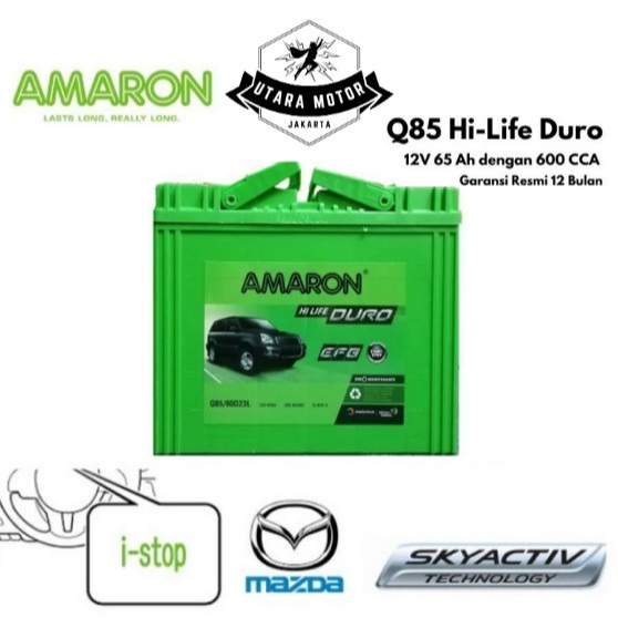 Jual AMARON Aki Kering Mobil Q85 Hi Life DURO 90D23L Mazda Idling i-Stop | Shopee Indonesia