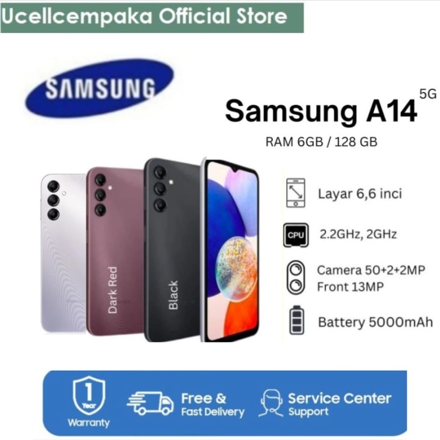 Jual Samsung Galaxy A14 5G 6/128GB NFC + Adapter 15W Ori Garansi Resmi ...
