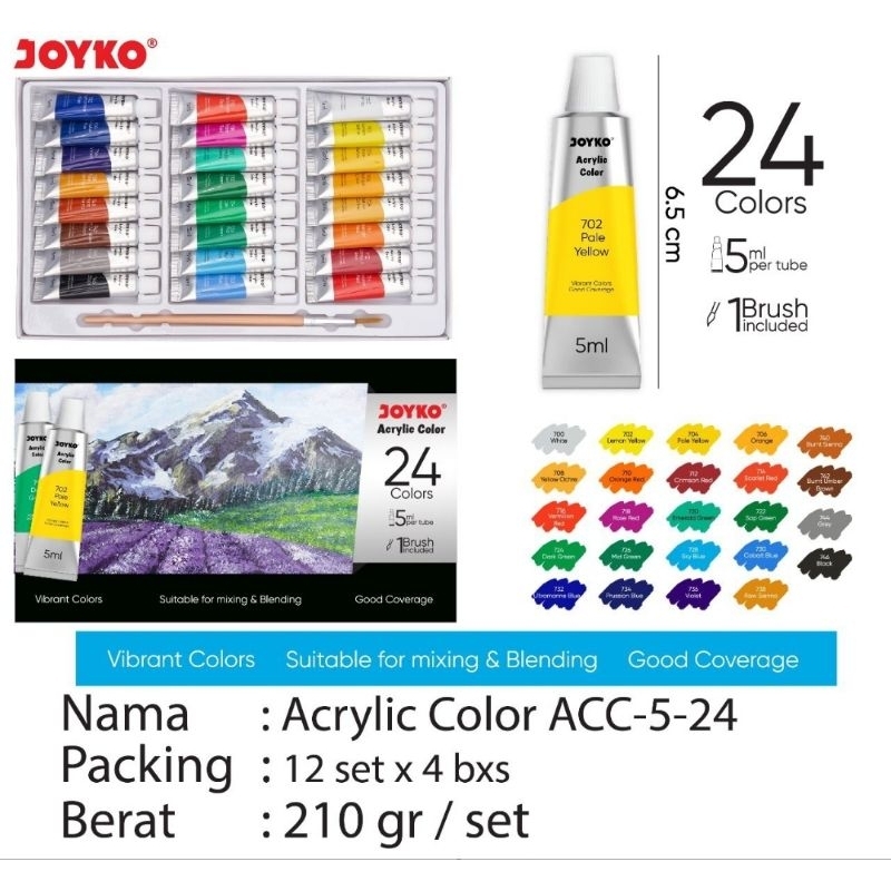 Jual CAT AKRILIK 24 WARNA JOYKO | Shopee Indonesia