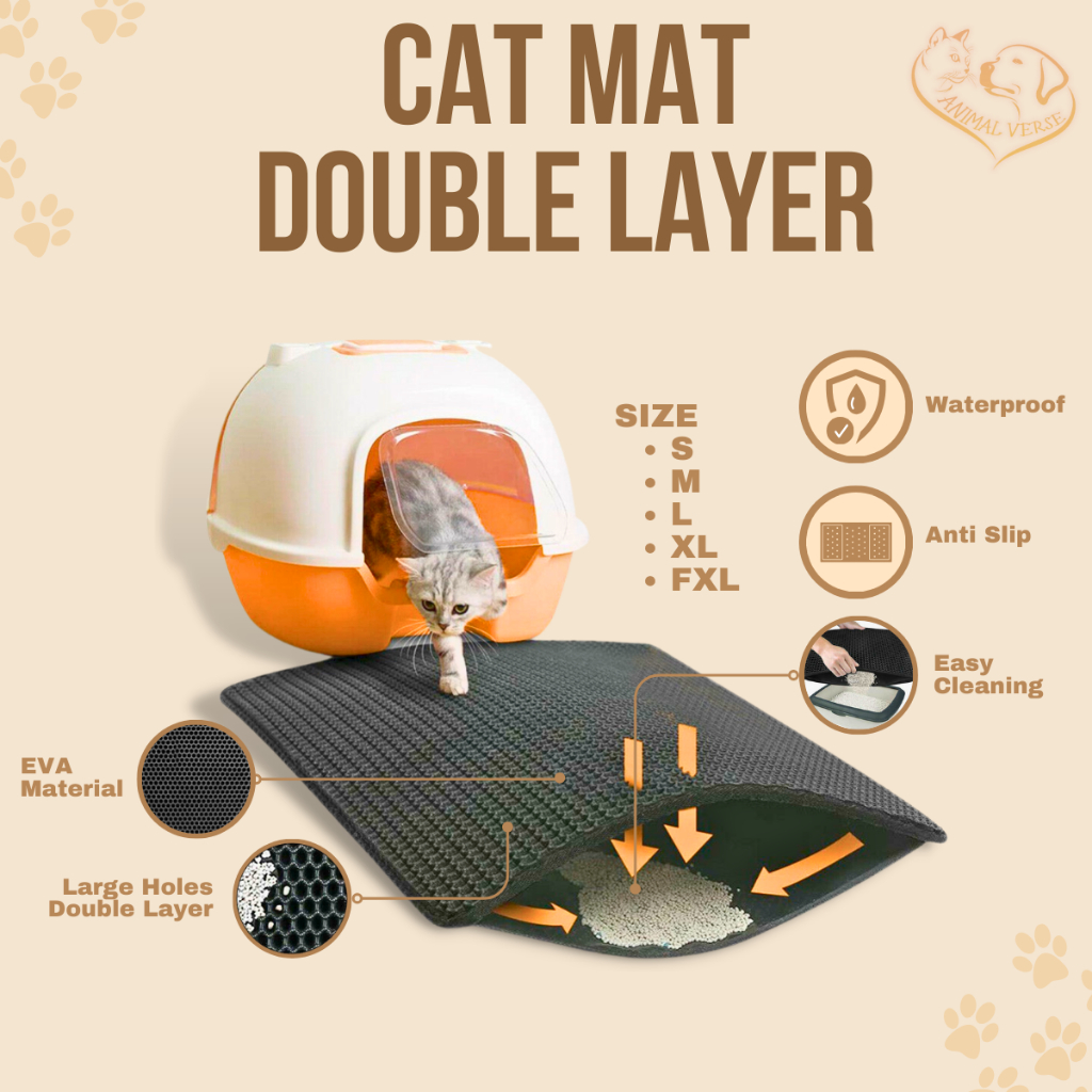 Jual Alas Pasir Kucing Waterproof Cat Mat Litter Box EVA Double Layer ...