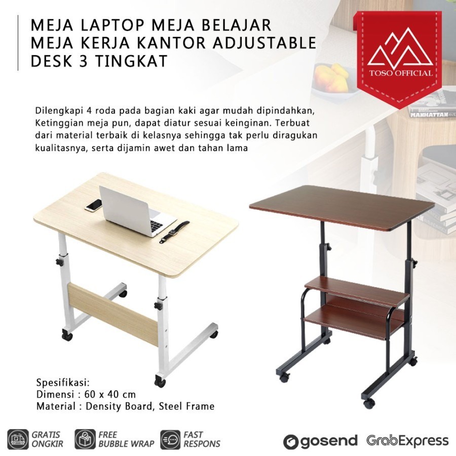 Jual MEJA LAPTOP MEJA BELAJAR MEJA KERJA KANTOR ADJUSTABLE DESK 3 ...