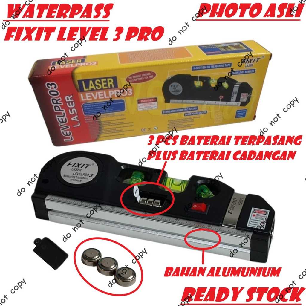 Jual Fixit Level Pro 3 Penggaris Laser Waterpass Meteran Laser 250 Cm Laser Levelpro3 | Shopee ...