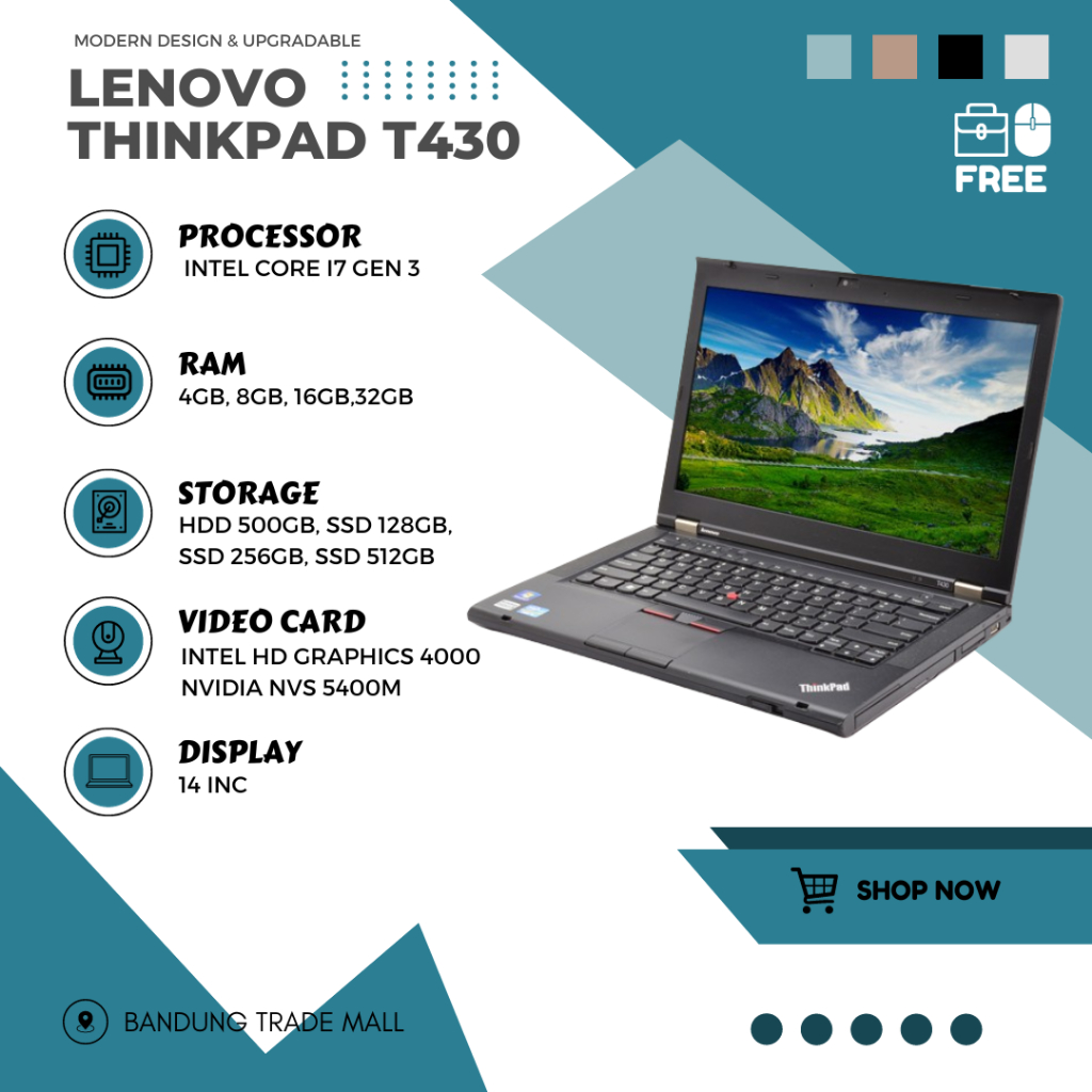 Jual Laptop Lenovo ThinkPad T430 Core i7 Dual VGA Ram 8Gb SSD 256Gb Original | Shopee Indonesia