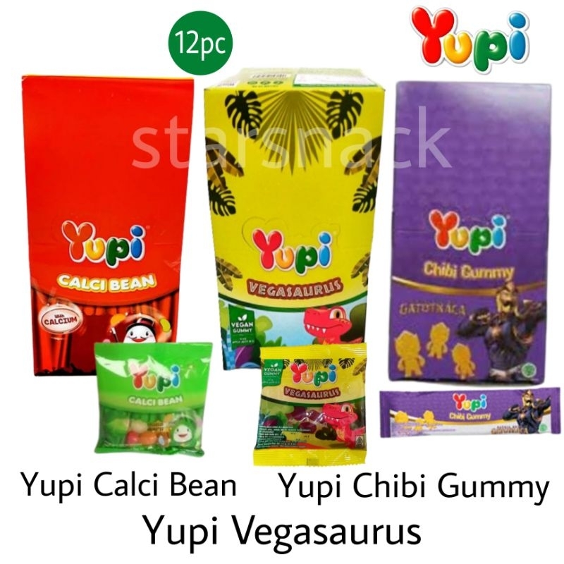 Jual Yupi Calci Bean Vegasaurus Chibi gummy isi 12pc | Shopee Indonesia