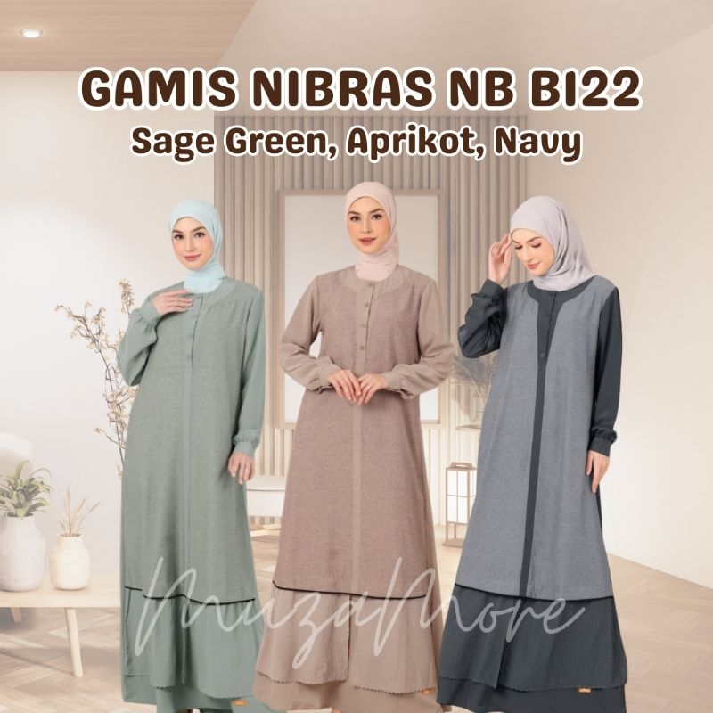 Jual GAMIS NIBRAS NB B122 SAGE GREEN || APRICOT || NAVY TERBARU ...