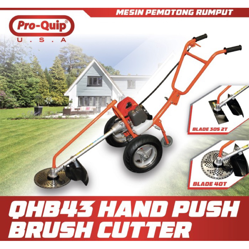 Jual Mesin potong rumput dorong mini 3 roda PROQUIP QHB 43 Free Blade ...