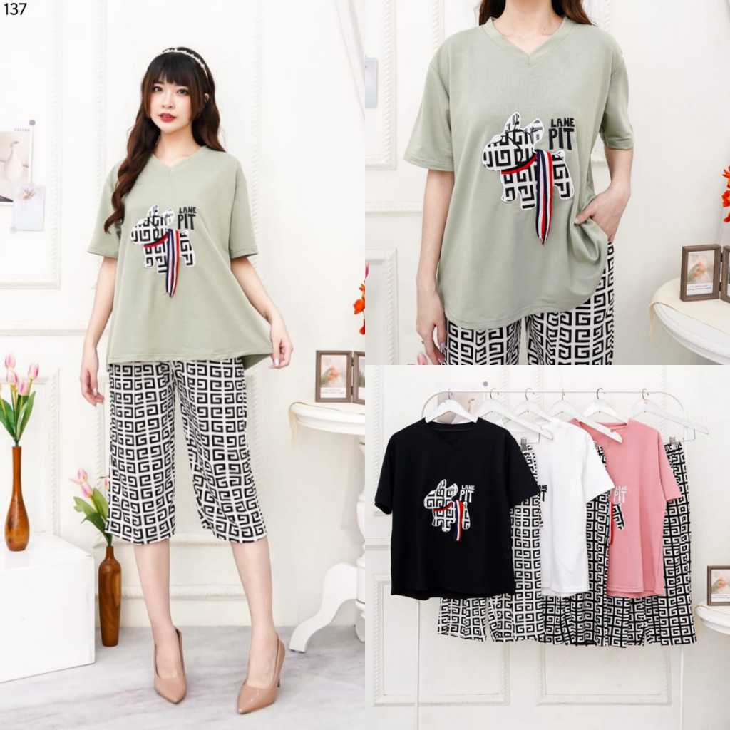 Jual GB 137 mila set stelan wanita panjang knit terbaru kekinian jumbo ...