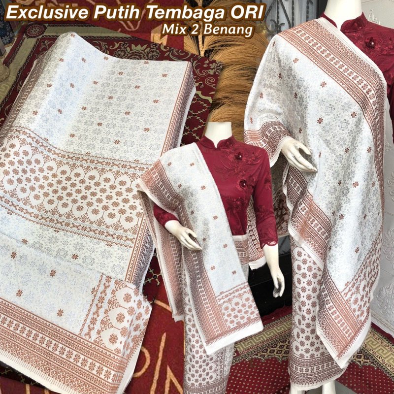 Jual EXCLUSIVE Songket Putih Tembaga Mix ORI /Songket tenun palembang ...