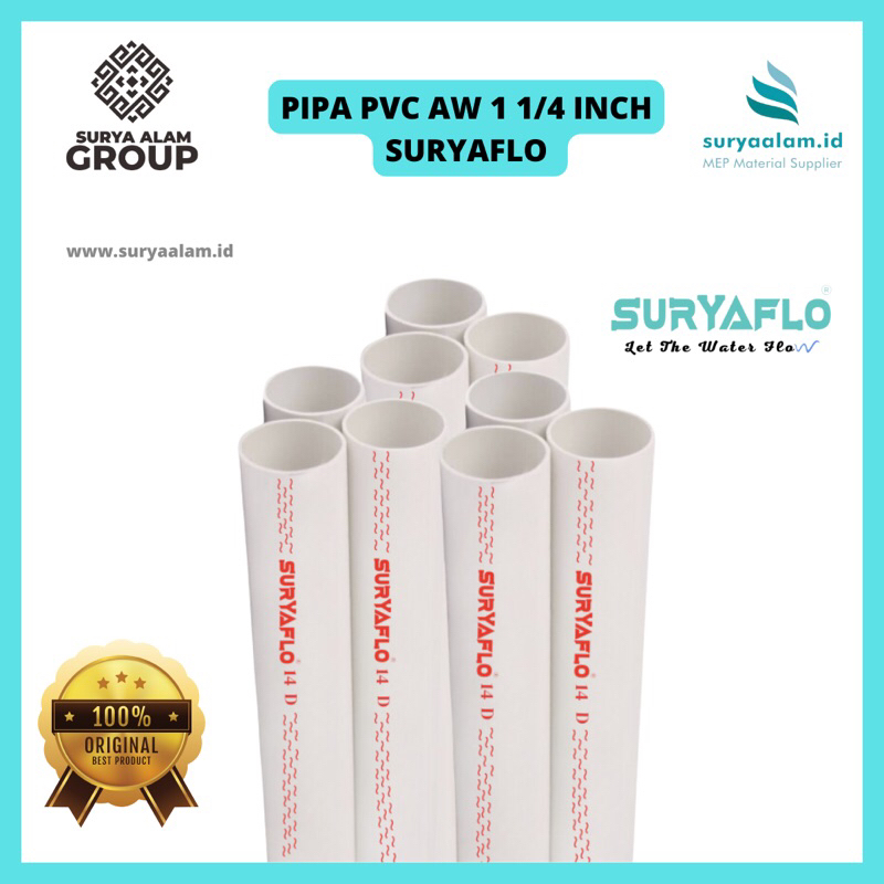 Jual PIPA PVC D 1 1/4" SURYAFLO | STANDART | 4 METER | Shopee Indonesia